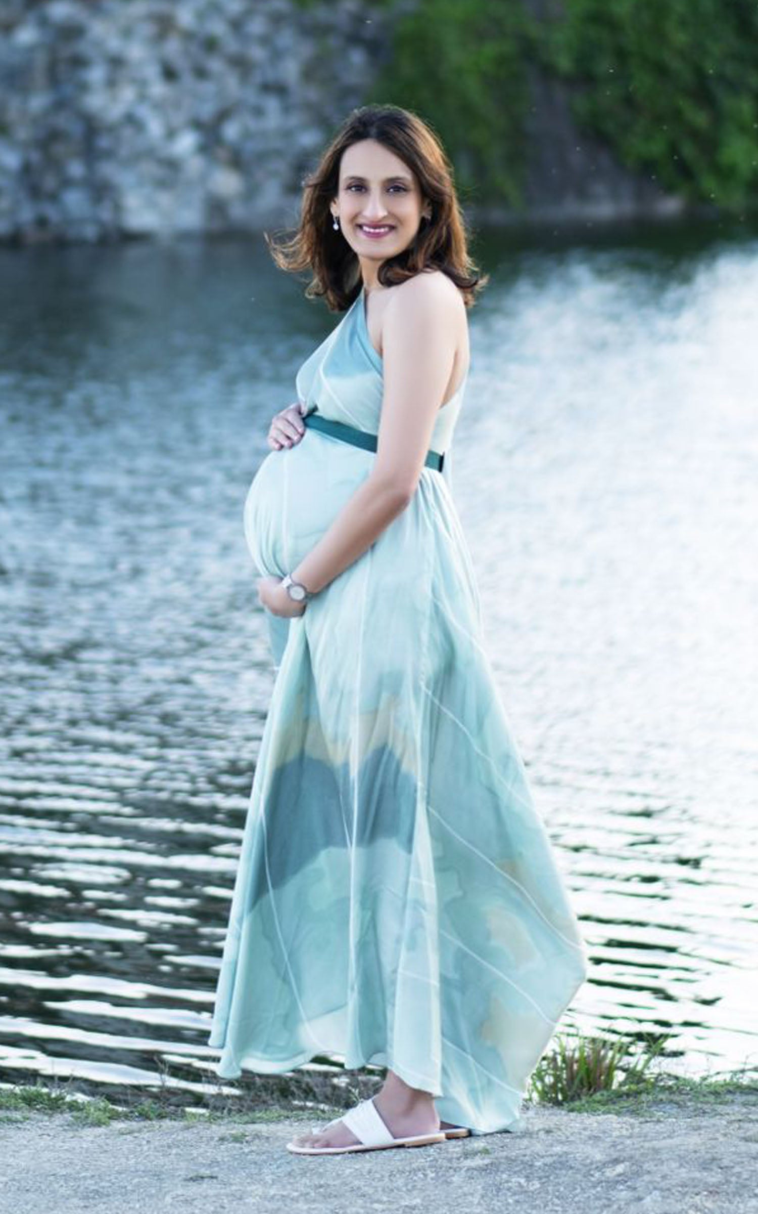 Abstract Printed One Shoulder Drape – Vedika M